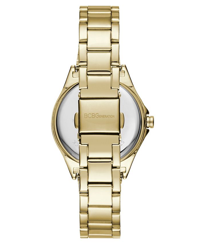 BCBGeneration Ladies 3 Hands Gold-Tone Stainless Steel Bracelet Watch ...