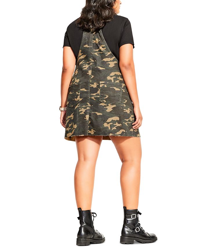 City Chic Trendy Plus Size Denim Camo-Print Dress - Macy's