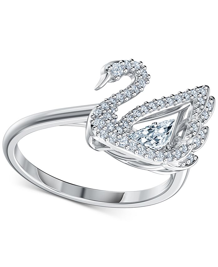 Swarovski Silver-Tone Crystal Swan Ring - Macy's
