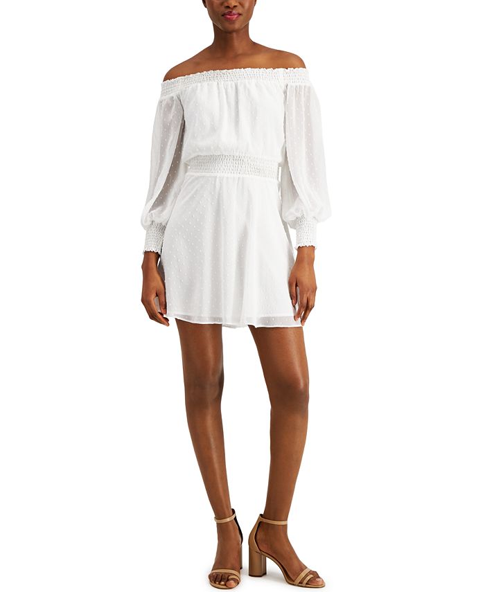 LEYDEN Off-The-Shoulder Mini Dress & Reviews - Dresses - Juniors - Macy's