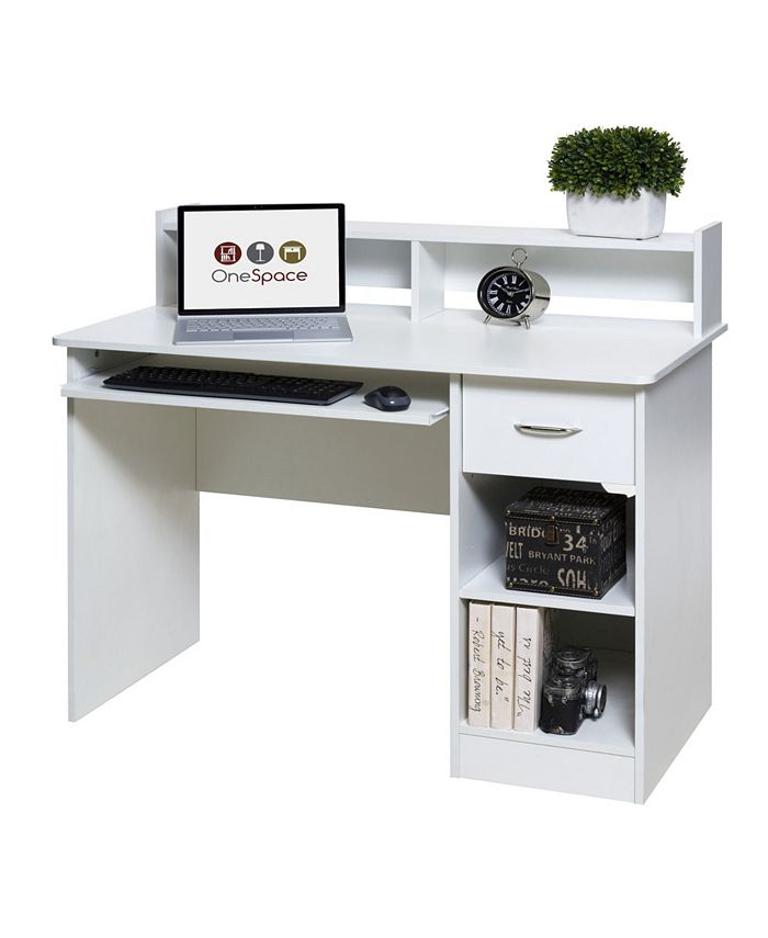 OneSpace Essential Computer Desk, Hutch with Pull-Out Keyboard - Macy's