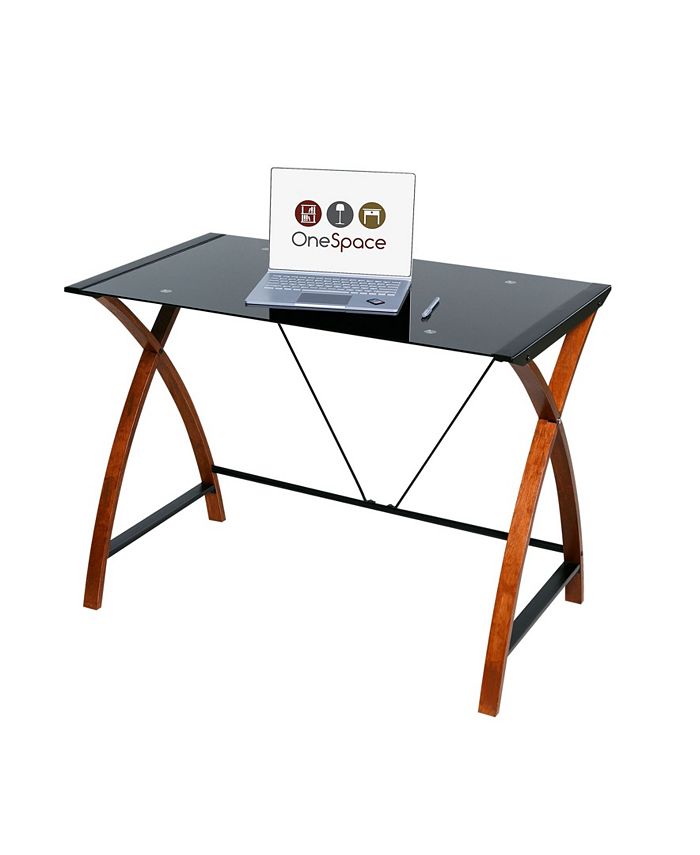 OneSpace Glass and Wood Computer Desk - Macy's