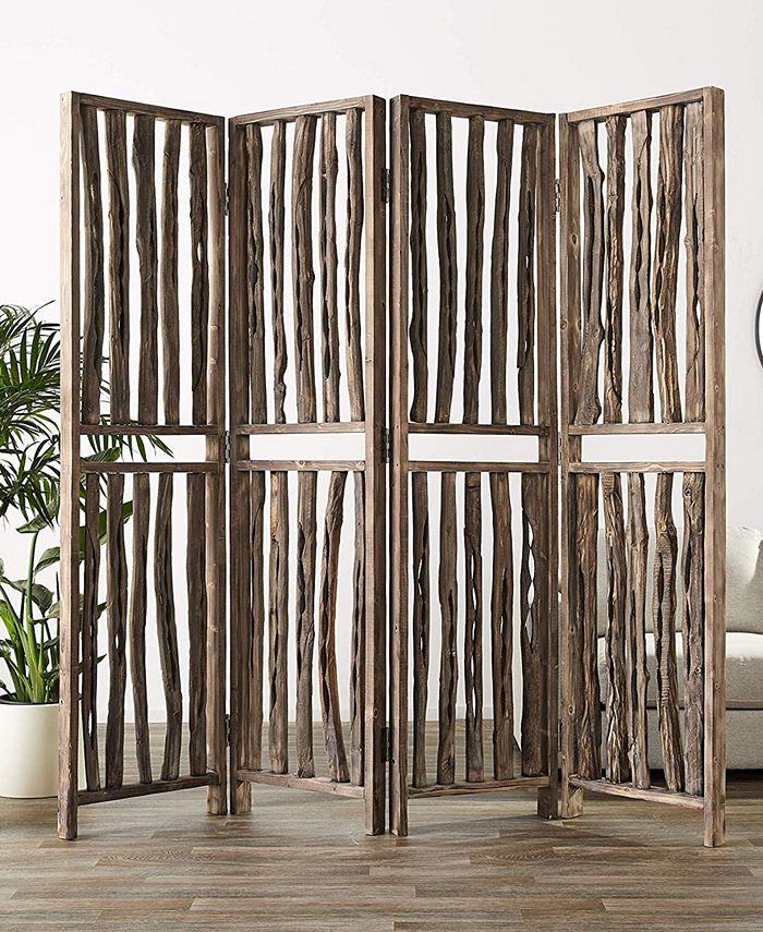 Screen Gems Handcrafted Rustic 4 Panel 7' x 7' Wrightwood Screen - Macy's