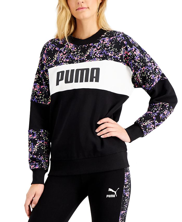 Puma Women's Cotton Printed Colorblocked Sweatshirt - Macy's