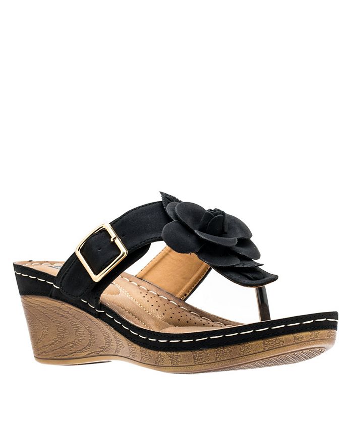 GC Shoes Women's Flora Rosette Wedge Sandals - Macy's