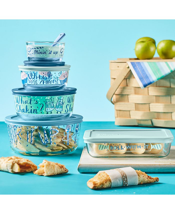 Pyrex Decorated What's Shaking 10-Pc. Food Storage Container Set - Macy's