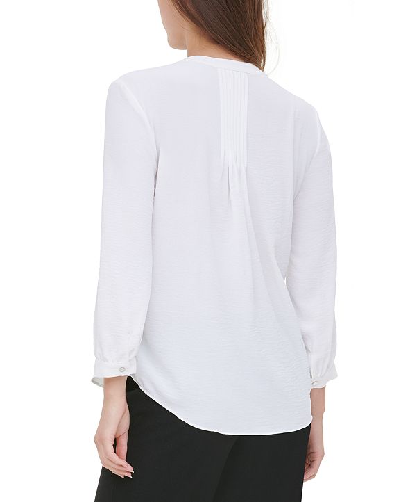 Calvin Klein Pleated-Placket Blouse & Reviews - Tops - Women - Macy's