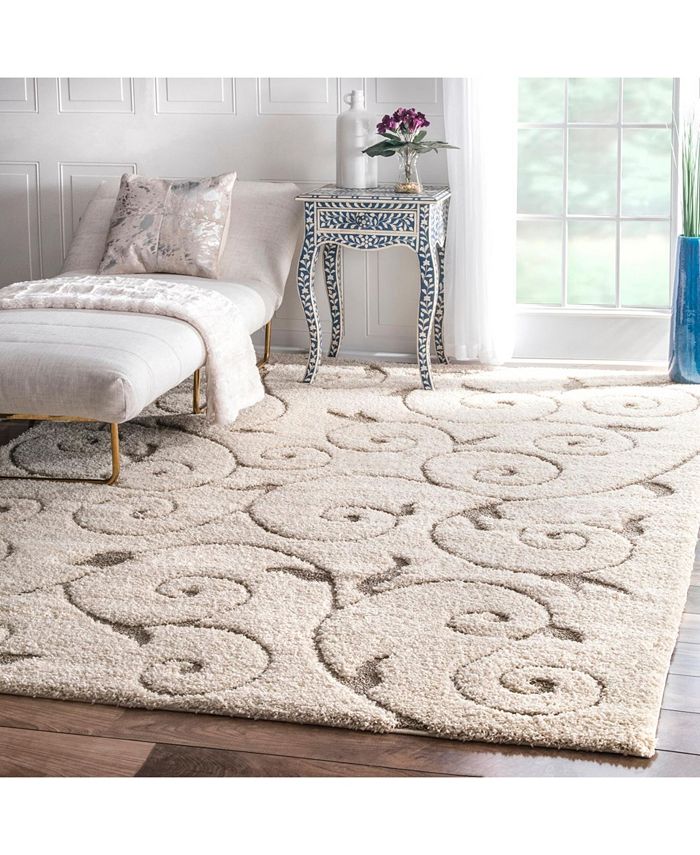 nuLoom Pattern Shag Vine Swirls Maisha Cream 4' x 6' Area Rug - Macy's