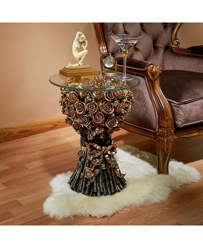 Design Toscano Table of Roses Glass-Topped Sculptural Table - Macy's