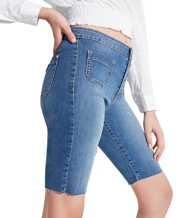 GUESS Button-Fly Denim Bermuda Shorts & Reviews - Shorts - Women - Macy's