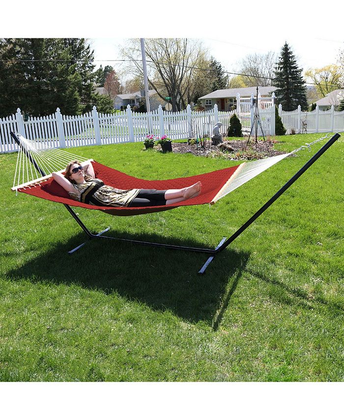 Sunnydaze Decor 2-Person Freestanding Double Hammock with 12' Stand ...
