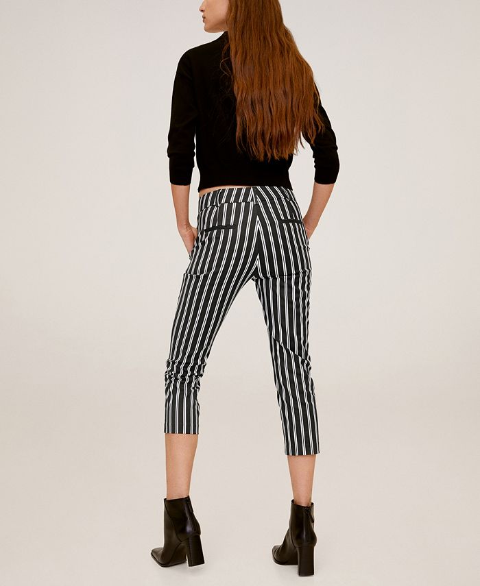 MANGO Striped Slim-Fit Trousers - Macy's