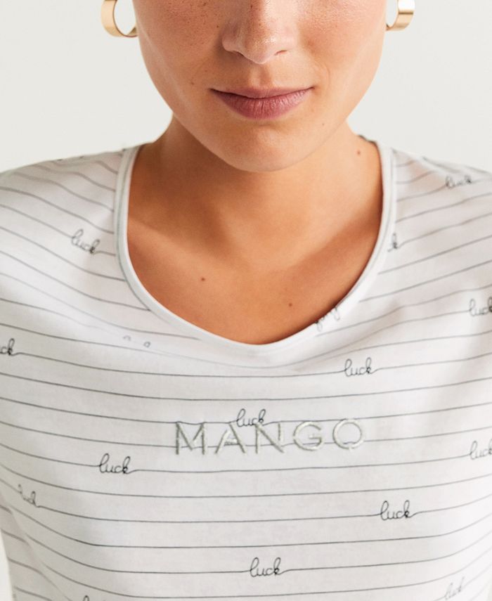 MANGO Printed Cotton T-Shirt - Macy's