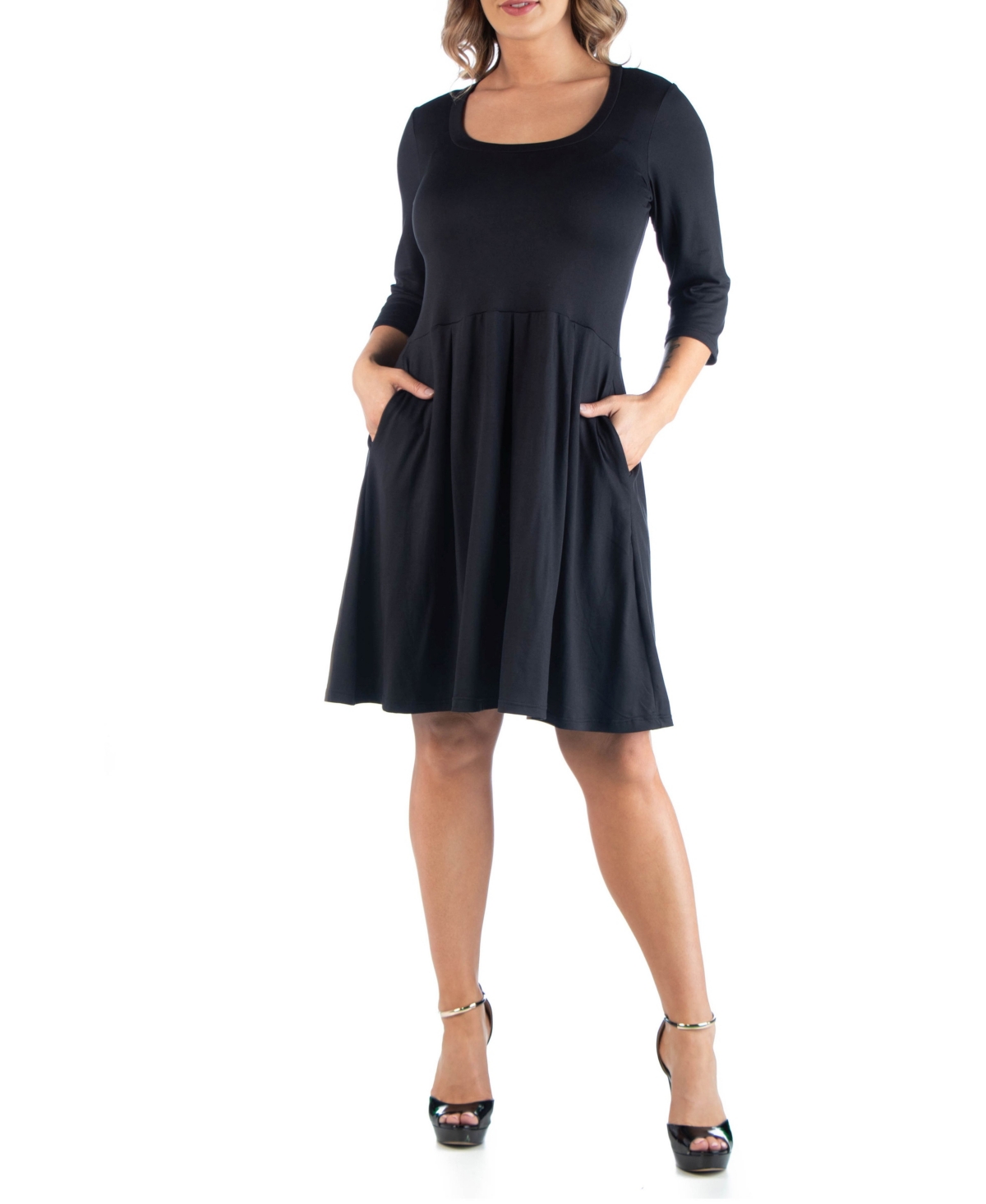 Womens Plus Size Fit and Flare Dress - Black