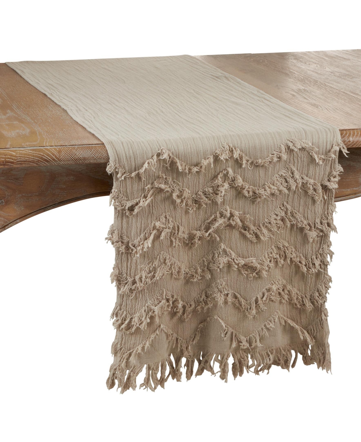 Click here for Saro Lifestyle Fringe Chevron Runner - Taupe prices