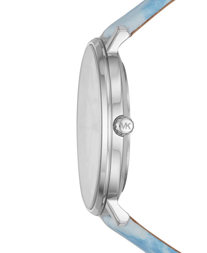 Michael Kors Pyper Three-Hand Blue Tie-Dye Leather Watch - Macy's