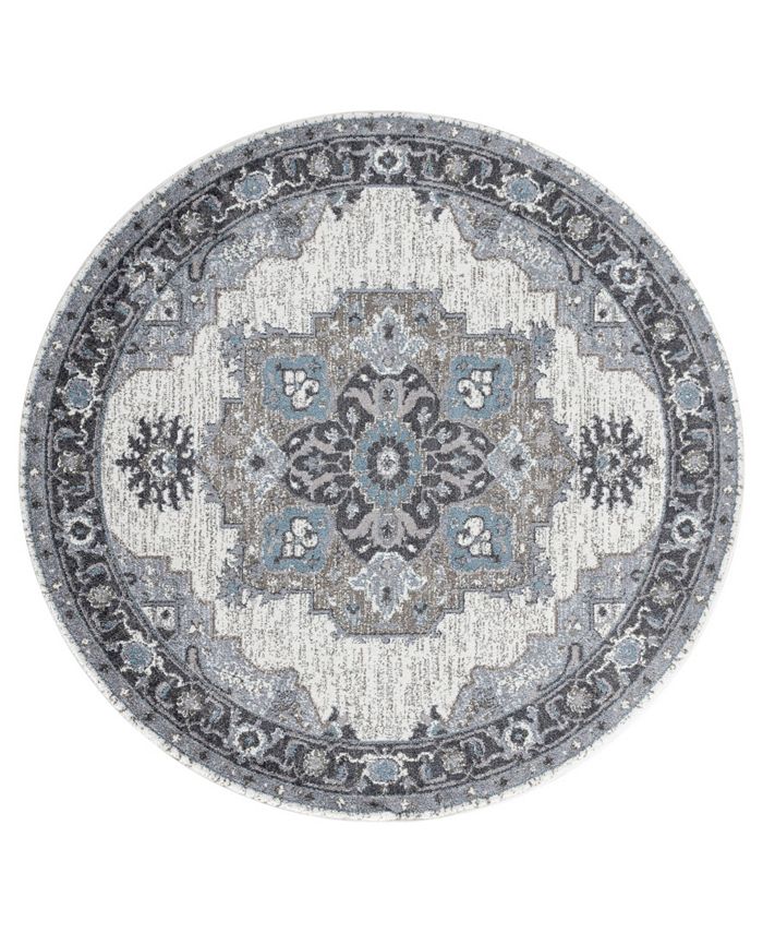 Amer Rugs Alexandria ALX-51 Ivory/Gray 6'7" Round Rug - Macy's