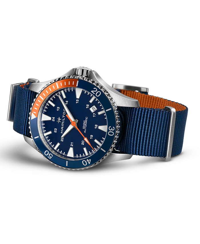 Hamilton Men's Swiss Automatic Scuba Blue Nato Strap Watch 40mm - Macy's
