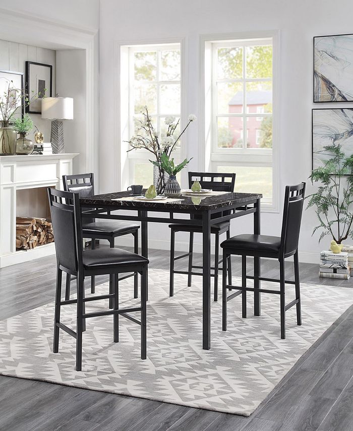 Furniture Madeline Counter Height Dining 5pc Set, (Square Table and 4 ...