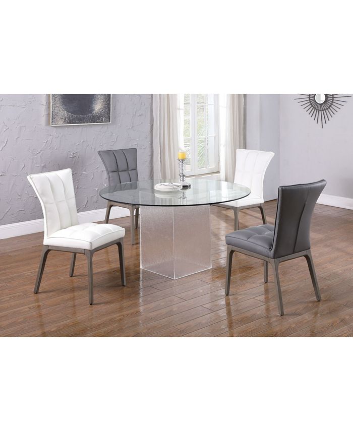Chintaly 54" Round Tempered Glass Dining Table - Macy's