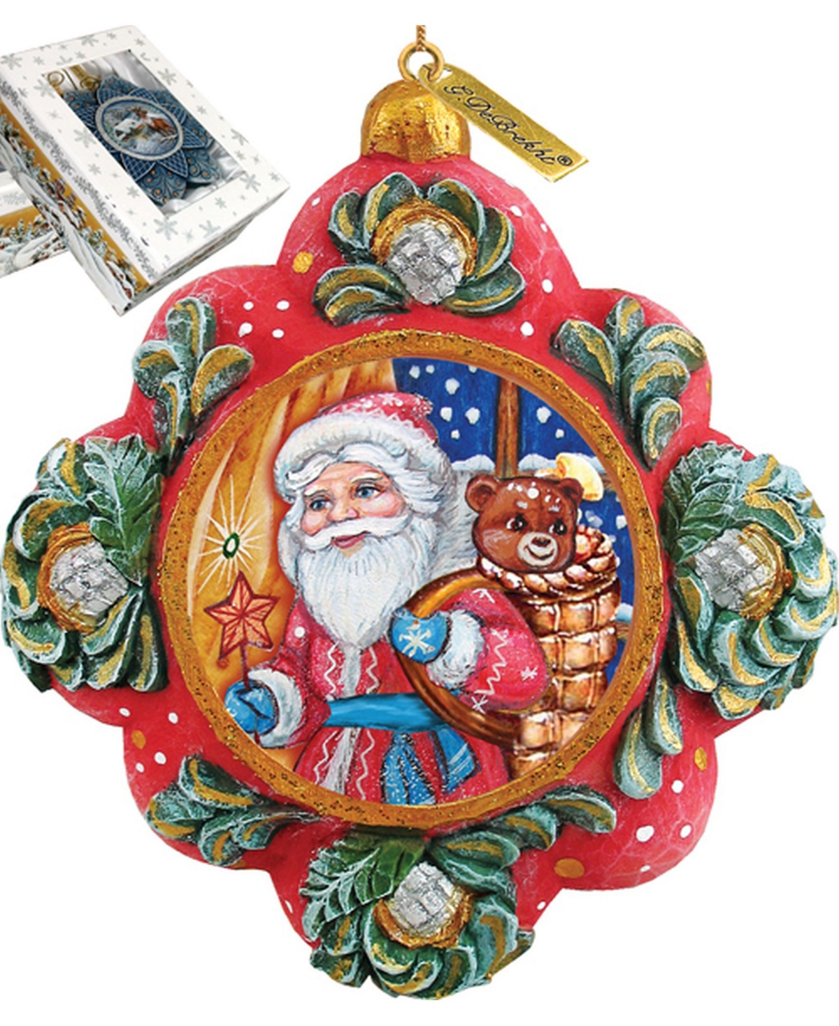 Click here for G.DeBrekht Hand Painted Scenic Ornament Gift Giver... prices