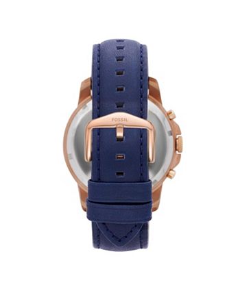 Fossil Grant Chronograph Navy Leather Watch 44mm - Macy's