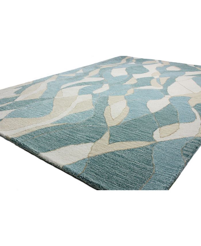 BB Rugs Downtown Tud-05 Aqua 2'6" x 8' Runner Rug - Macy's