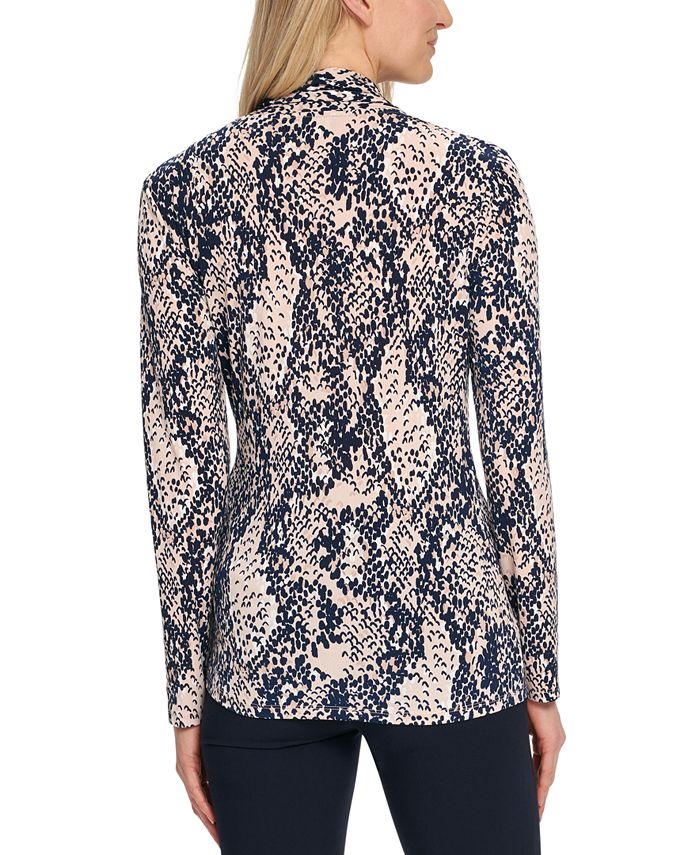 DKNY Wrap Style Snakeskin Print Top - Macy's