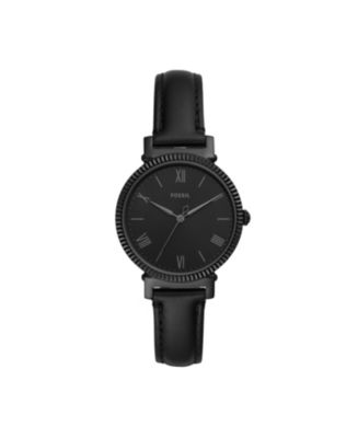 Fossil Women's Daisy Black Leather Strap Watch 34mm - Macy's