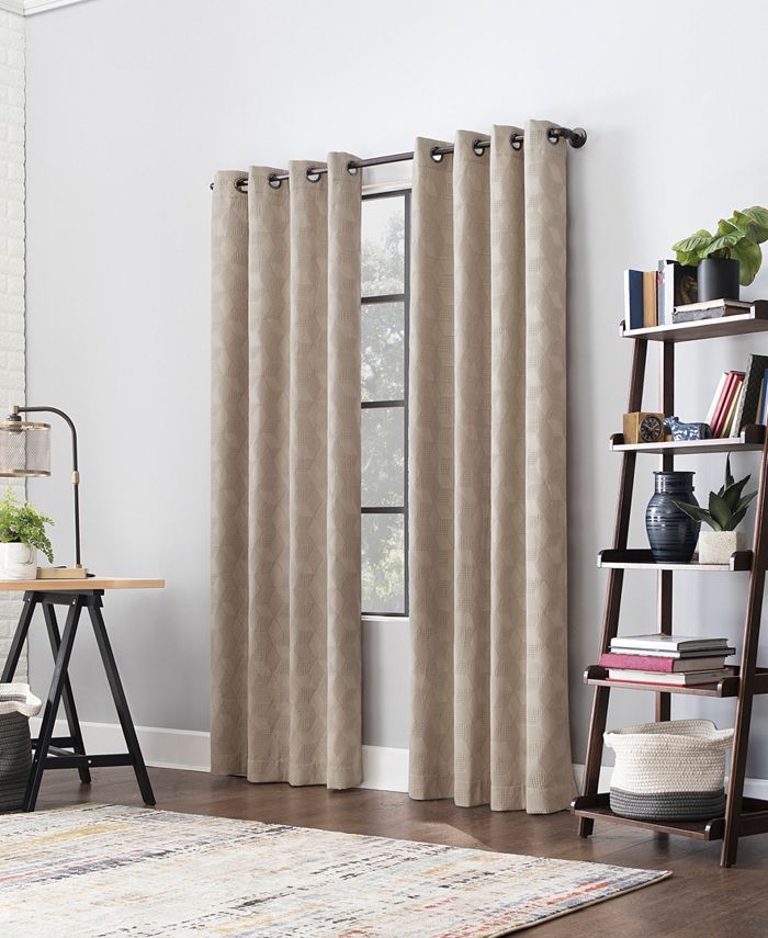 Scott Living Halsey 50" x 96" Textured Geometric Curtain Pan - Macy's