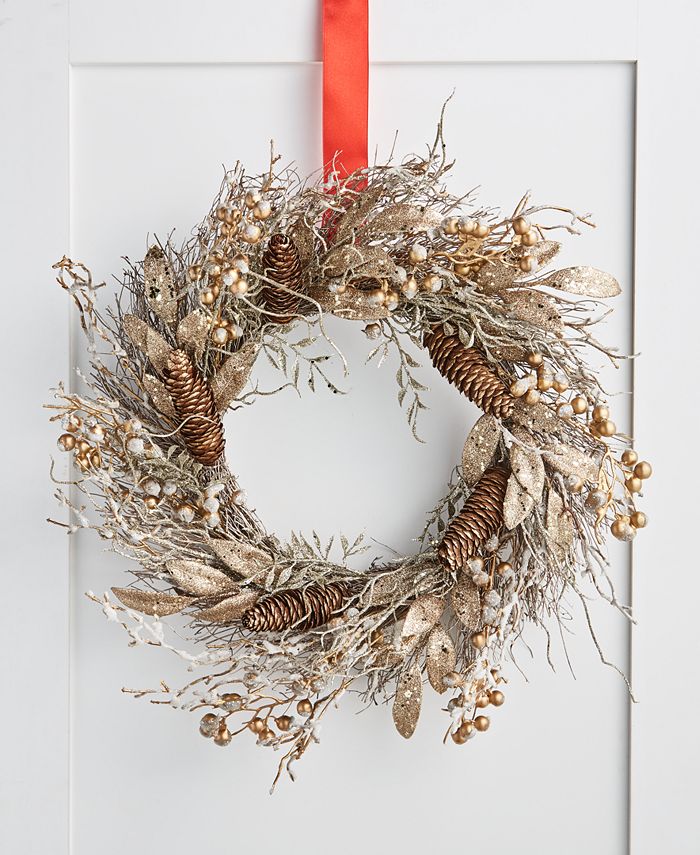 Martha Stewart Collection Gilded Age Metallic Berry & Branch Wreath ...