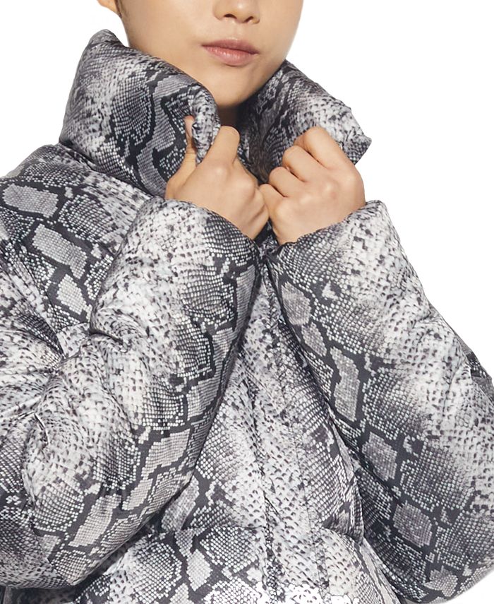 Apparis Sabrina Python-Printed Puffer Coat, Created for Macy's - Macy's