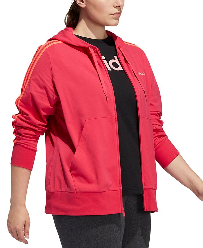 adidas Plus Size Full-Zip Jersey Hooded Jacket - Macy's