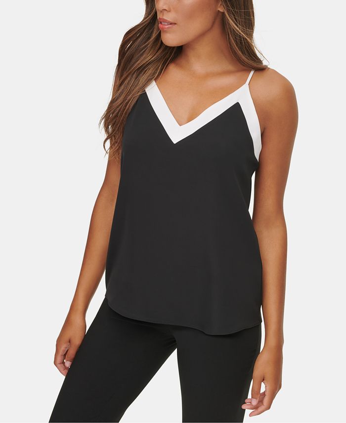 Calvin Klein Colorblocked V-Neck Cami - Macy's