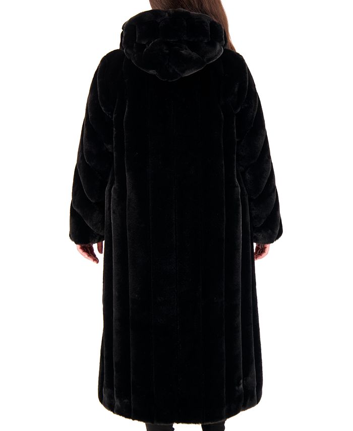 Jones New York Plus Size Hooded Faux-Fur Maxi Coat - Macy's