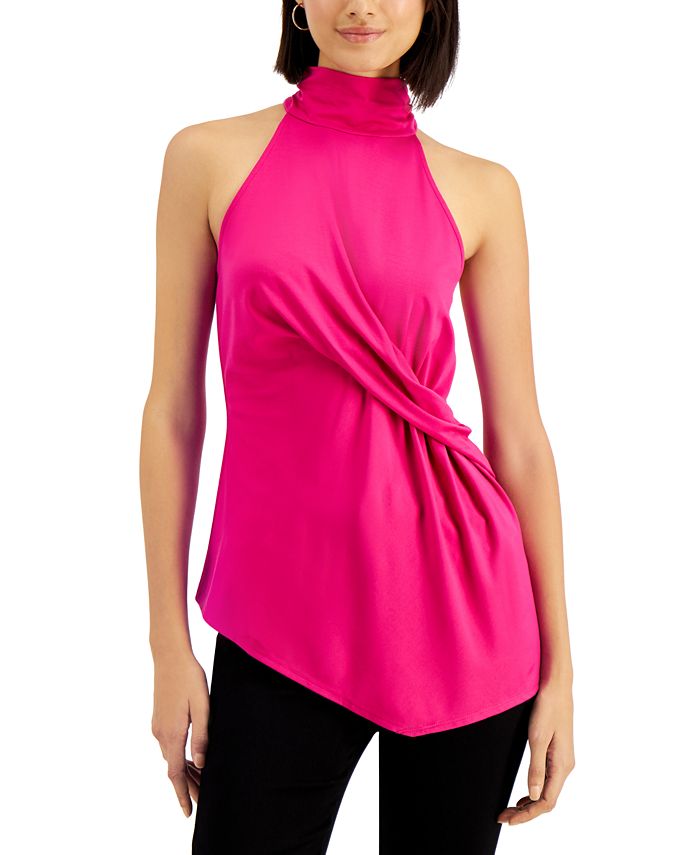INC International Concepts Petite Draped Halter Top, Created for Macy's ...