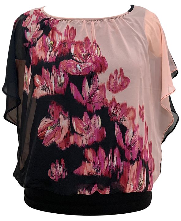 JM Collection Flutter-Sleeve Banded Hem Top, Created for Macy's ...