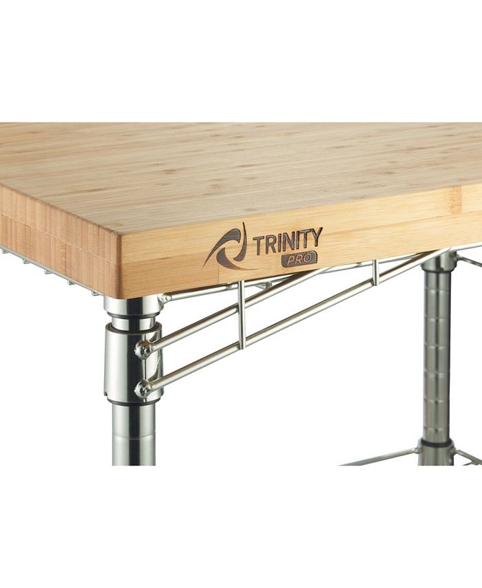 TRINITY Pro EcoStorage Expandable Bamboo Chrome Top Kitchen Cart - Macy's