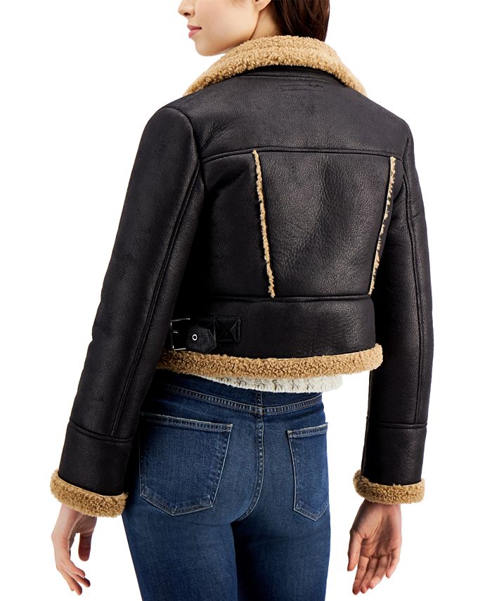 French Connection Patty Draped Faux-Fur Trim Coat - Macy's