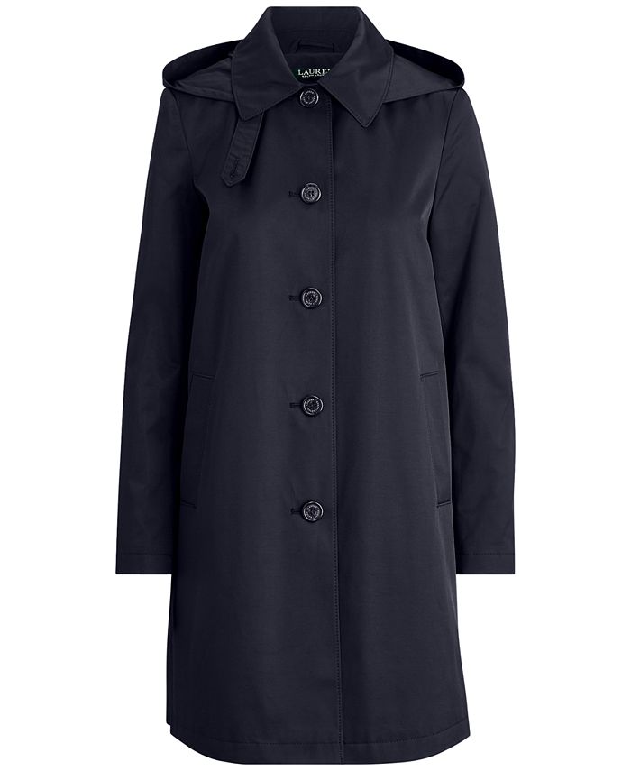 Lauren Ralph Lauren Women's Hooded Single-Breasted A-Line Raincoat ...