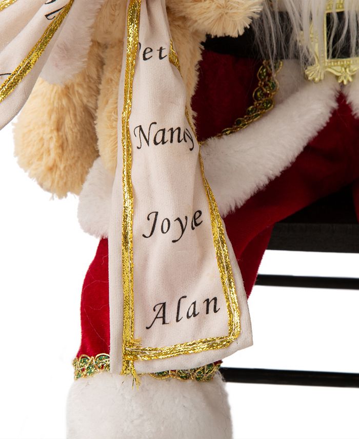 Glitzhome Christmas Sitting Santa Figurine with Wooden Rocking Chair ...