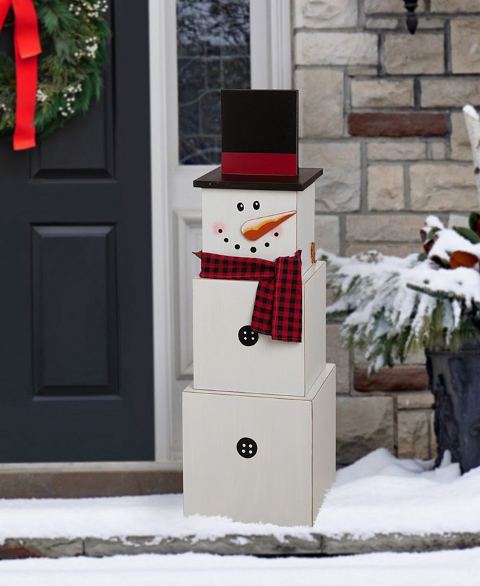 Glitzhome Wooden Double-Sided Snowman or Scarecrow Porch Decor - Macy's