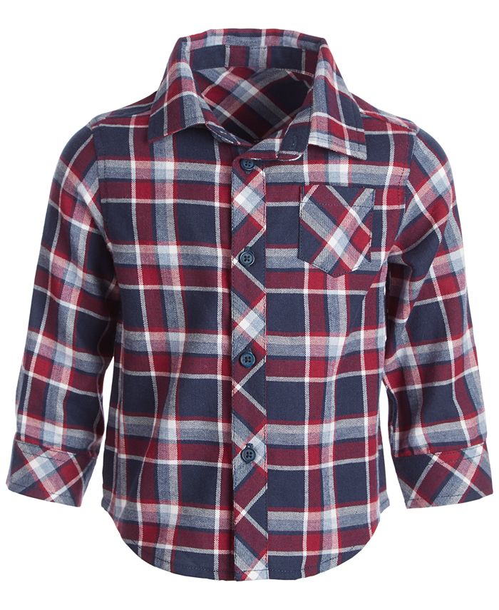 First Impressions Baby Boys Plaid Cotton Flannel Shirt, Created for Macy's - Macy's
