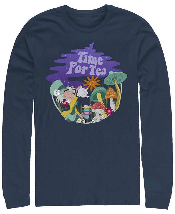 Fifth Sun Alice in Wonderland Tea Time Filled Men's Long Sleeve Crew ...