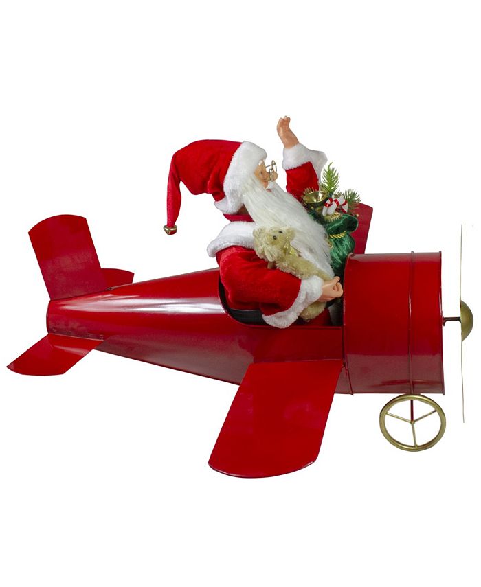 Northlight Waving Santa Delivering Presents on a Plane Christmas ...