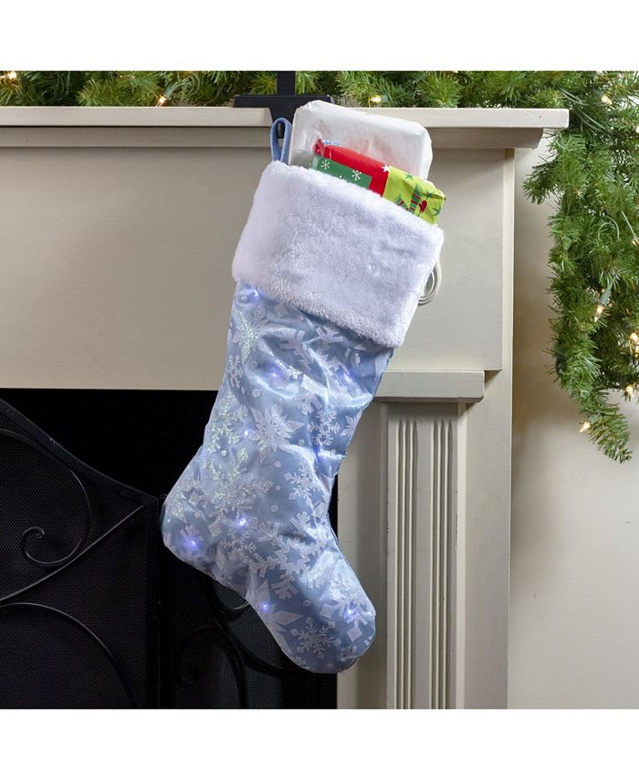 Northlight LED Lighted Iridescent Glitter Snowflake Christmas Stocking ...