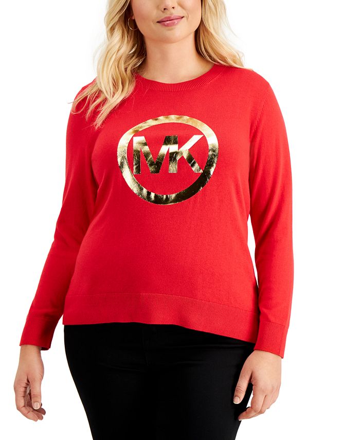 Michael Kors Plus Size Metallic Logo Sweater - Macy's