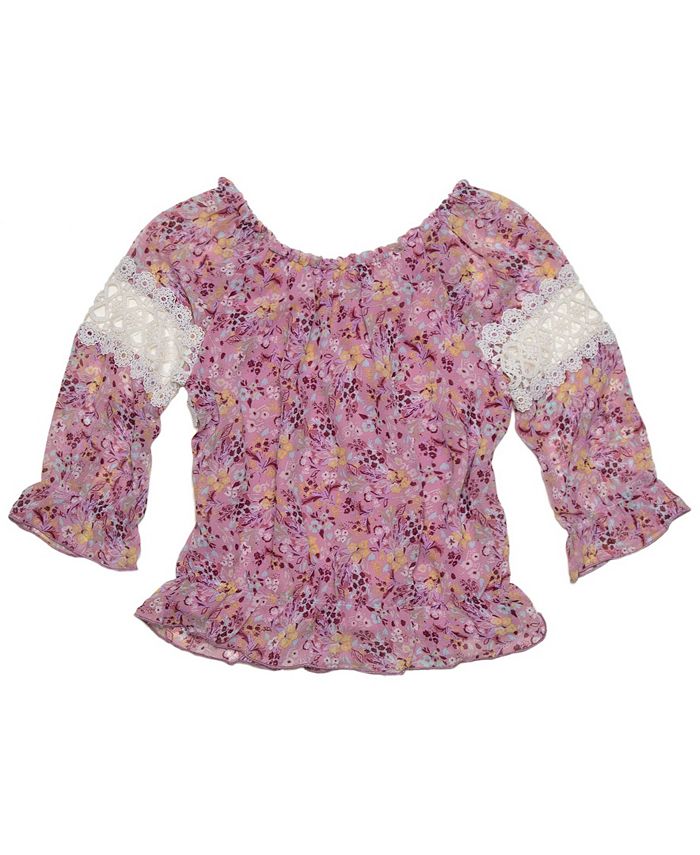 Beautees Girls Peasant Lace Top - Macy's