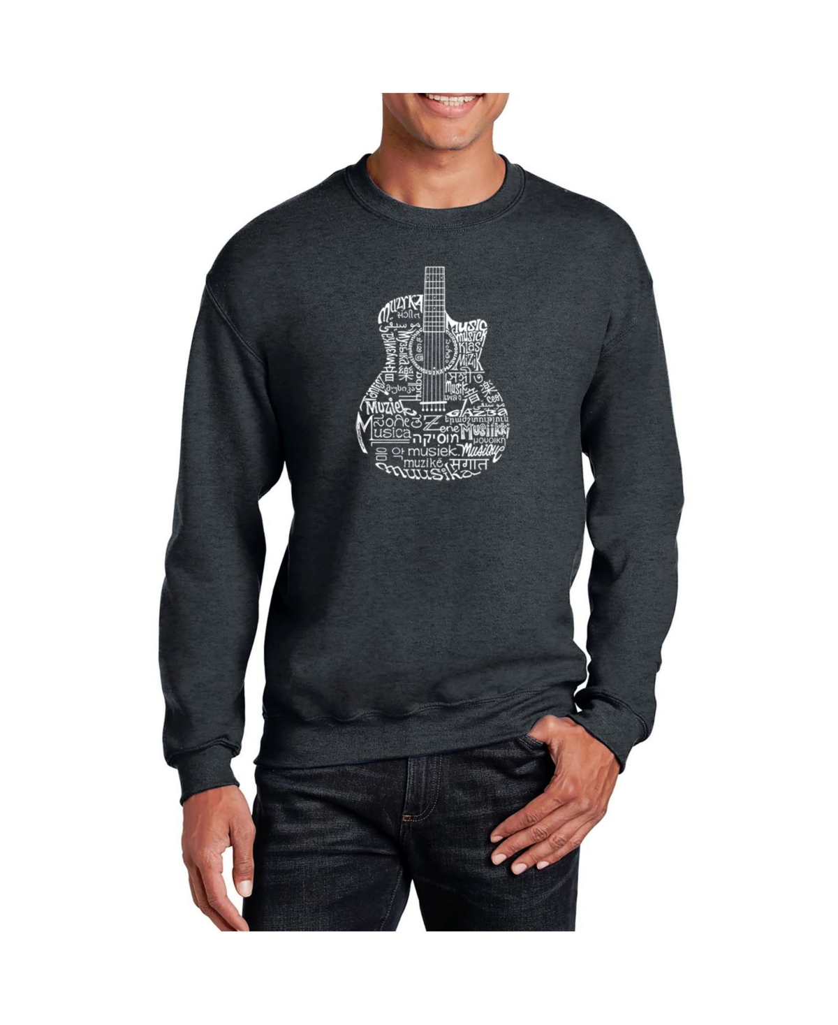 Click here for La Pop Art Mens Word Art Languages Guitar Crewneck... prices