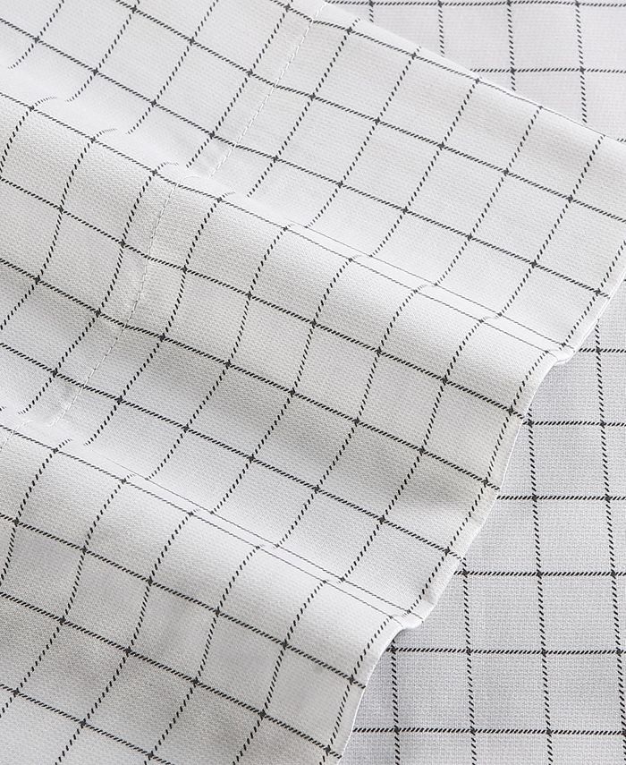 Kenneth Cole Twill Grid Cotton Sateen Queen Sheet Set - Macy's